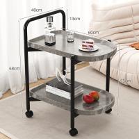 China Nordic Sofa Side Table Small Coffee with Wheel Storage Cart in Living Room and Bedroom, Bedside Simple Two Layer Platform for sale