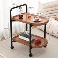 China Nordic Sofa Side Table Small Coffee with Wheel Storage Cart in Living Room and Bedroom, Bedside Simple Two Layer Platform for sale
