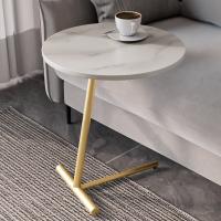China Apartment Sofa Bed Side Table with Gold Leg Wood Material and Stable Corner Design for sale