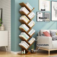 China Living Room Bedroom Bookshelf in Tree Shaped Design 4 Layers Wooden Rack PANEL Wood Style for sale