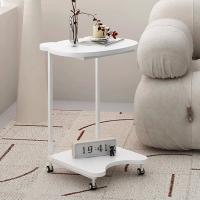 China Movable Sofa Side Table, Small Modern Coffee Bedside with Wheels, C Shaped End for Couch and Bed for sale