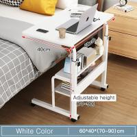 China Height Adjustable Rolling Laptop Desk Bedroom Living Room Side Sofa Table For Bed Small Movable with Wheels for sale