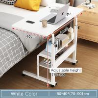 China Height Adjustable Rolling Laptop Desk Bedroom Living Room Side Sofa Table For Bed Small Movable with Wheels for sale