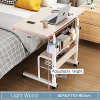 China Height Adjustable Rolling Laptop Desk Bedroom Living Room Side Sofa Table For Bed Small Movable with Wheels for sale