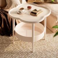 China Wood Side Table Living Room Adjustable Round End with Shelves Metal Frame Narrow and Small Space Saver Storage Rack Tea for sale