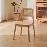 China Nordic Solid Wood Chinese Rattan Dining Chair Home Japanese Style Retro Designer for sale