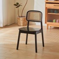 China Nordic Solid Wood Chinese Rattan Dining Chair Home Japanese Style Retro Designer for sale
