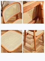 China Nordic Solid Wood Chinese Rattan Dining Chair Home Japanese Style Retro Designer for sale