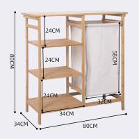 China High Quality BamBoo Wood Laundry Hamper Basket Table With Sliding Bag Storage Rack for sale