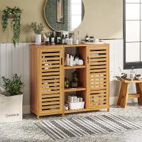 China Home Furniture Floor Standing Shelf Book Side and BAMBOO Organizing Cabinet with Shelves in Living Room Kitchen for sale