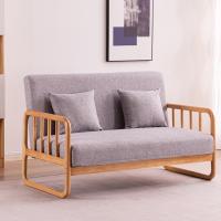 China Steel Frame Mid-Century Accent Sofa Chair 2 Seat Balcony Leisure with Solid Wood Armrest and Feet for Living Room Bedrooms for sale