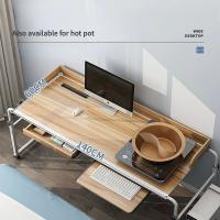 China Wooden Overbed Desk Laptop Cart with Movable Wheels and Adjustable Height for sale