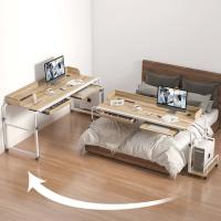 China Wooden Overbed Desk Laptop Cart with Movable Wheels and Adjustable Height for sale