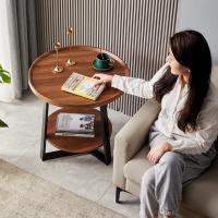 China Light Luxury Sofa Side Table Small Apartment Living Room Coffee Simple Modern Household Round Double-layer for Bed for sale