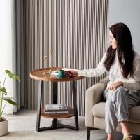 China Light Luxury Sofa Side Table Small Apartment Living Room Coffee Simple Modern Household Round Double-layer for Bed for sale