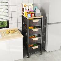 China 6 Tier Kitchen Metal Rolling Basket Utility Cart Storage Stand Fruit Vegetable Snack Organizer Shelf for Home for sale