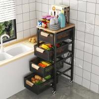 China 6 Tier Kitchen Metal Rolling Basket Utility Cart Storage Stand Fruit Vegetable Snack Organizer Shelf for Home for sale