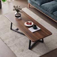 China Living Room Apartment Wood Coffee Table with Metal Frame MANGO Wood Modern Style for sale