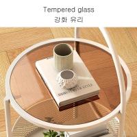 China Movable Trolley with Wheels Glass Sofa Side Table Iron Cabinet Small Coffee Storage Rack for Living Room for sale