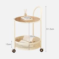 China Movable Trolley with Wheels Glass Sofa Side Table Iron Cabinet Small Coffee Storage Rack for Living Room for sale