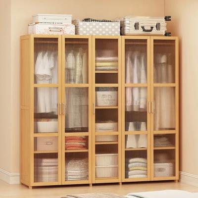 China Assembly Bamboo Coat Rack for Bedroom Home Wardrobe Large Clothing Storage Cabinet Furniture for sale
