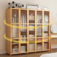 China Assembly Bamboo Coat Rack for Bedroom Home Wardrobe Large Clothing Storage Cabinet Furniture for sale