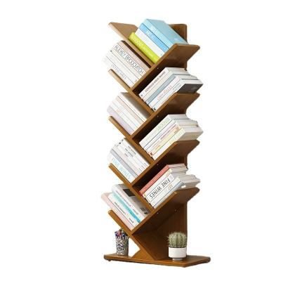 China Tree Shaped Bookshelf 8 Tiers Wood Rack Floor Standing Bookcase Display for CDs Magazine Books in Bedroom Living Room for sale