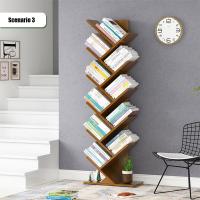 China Tree Shaped Bookshelf 8 Tiers Wood Rack Floor Standing Bookcase Display for CDs Magazine Books in Bedroom Living Room for sale