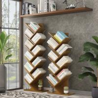 China Tree Shaped Bookshelf 8 Tiers Wood Rack Floor Standing Bookcase Display for CDs Magazine Books in Bedroom Living Room for sale