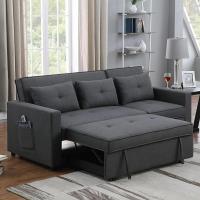 China Minimalist Design 3-Piece Set Dark Gray Convertible Sofa Loveseat and Chair for Your Minimalist Living Room Furniture for sale