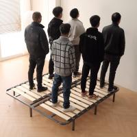 China Thick Solid Wood Board Collapsible Bed in Guest Room Portable Tatami Iron Pipe and Wooden Frame Space Savg room for sale