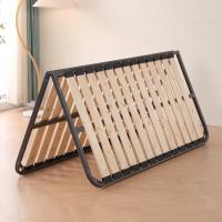 China Thick Solid Wood Board Collapsible Bed in Guest Room Portable Tatami Iron Pipe and Wooden Frame Space Savg room for sale