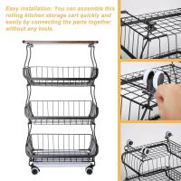 China Kitchen Storage Rolling Cart 3/4 Layer Metal Removable Portable Sundries Rack with Wheel Outdoor Bathroom Organizer for sale