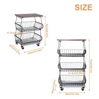 China Kitchen Storage Rolling Cart 3/4 Layer Metal Removable Portable Sundries Rack with Wheel Outdoor Bathroom Organizer for sale