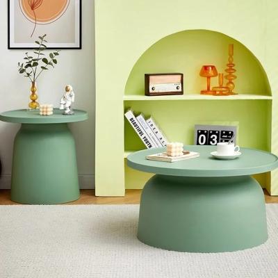 China Nordic Coffee Table Set Round Plastic Cover Modern Living Room Balcony Corner Side Mesa De Noche Outdoor Furniture for sale