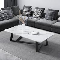 China Coffee Table Marble Stone End with Metal Frame and Non-Slip Feet Stable Center for Office Hospitality Room for sale