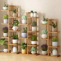 China Living Room Standing Rack Flower Pot Holder for Plants Display Porta ollas Non-folding Rack 6 Layers 7 Tiers Wood Shelves for sale