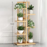 China Living Room Standing Rack Flower Pot Holder for Plants Display Porta ollas Non-folding Rack 6 Layers 7 Tiers Wood Shelves for sale