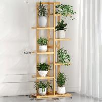 China Living Room Standing Rack Flower Pot Holder for Plants Display Porta ollas Non-folding Rack 6 Layers 7 Tiers Wood Shelves for sale