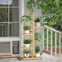China Living Room Standing Rack Flower Pot Holder for Plants Display Porta ollas Non-folding Rack 6 Layers 7 Tiers Wood Shelves for sale