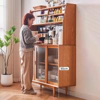 China Solid Wood Kitchen Storage Cupboard Wooden Furniture Woven Dishes Cabinet in Pantry for sale