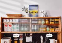 China Solid Wood Kitchen Storage Cupboard Wooden Furniture Woven Dishes Cabinet in Pantry for sale