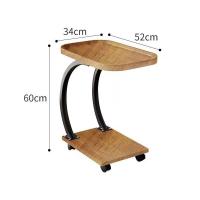 China Folded Movable Sofa Side Table Coffee Laptop Corner C Shaped Rack in Living Room Bedroom with Wheels Rosewood for sale