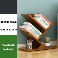 China Multi Layer Standing Tree Bookshelf Wooden Bookshelves Storage Rack for CDs Movies Books Living Room for sale
