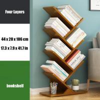 China Multi Layer Standing Tree Bookshelf Wooden Bookshelves Storage Rack for CDs Movies Books Living Room for sale
