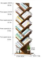 China Multi Layer Standing Tree Bookshelf Wooden Bookshelves Storage Rack for CDs Movies Books Living Room for sale