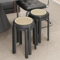 China Wholesale Plastic Stools Household Stackable Round s Modern Simple Living Room Dining Spare Rattan-like Weaving for sale