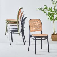 China Modern Simple Restaurant Table with Backrest Stackable Stool Dining Chair Household Plastic Rattan for sale