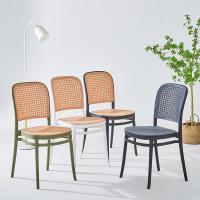 China Modern Simple Restaurant Table with Backrest Stackable Stool Dining Chair Household Plastic Rattan for sale