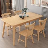 China Adjustable Dining Room Furniture Walnut Solid Wood Color Shape Table Set with Chairs 100% Wooden Lunch and Conference for sale